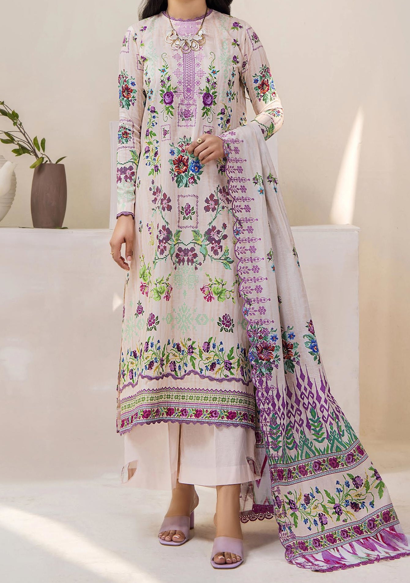 Gulljee Mahajal Ready Made Embroidered Lawn Dress - db26175
