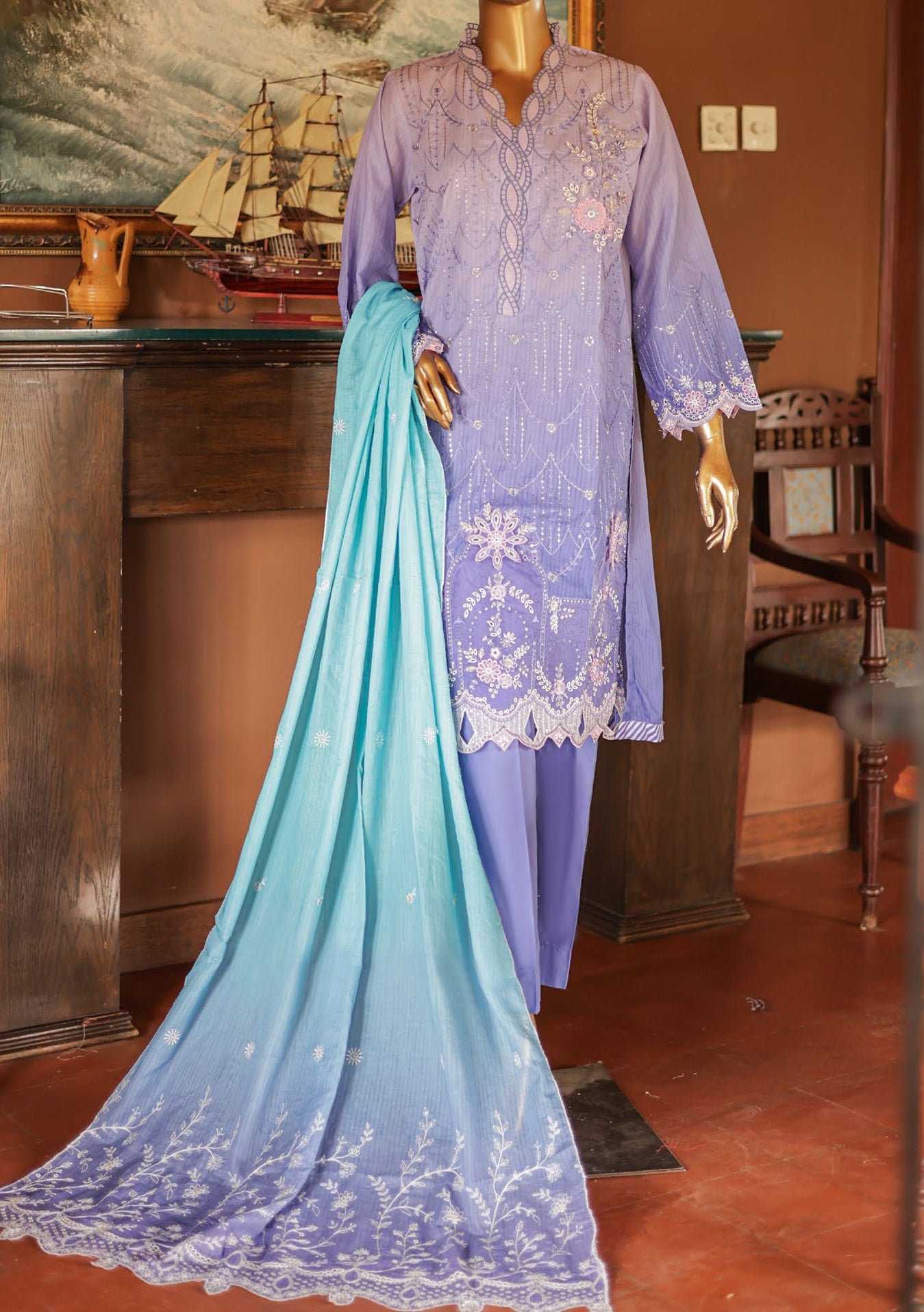 Bin Saeed Ready Made Embroidered Lawn Dress - db25455